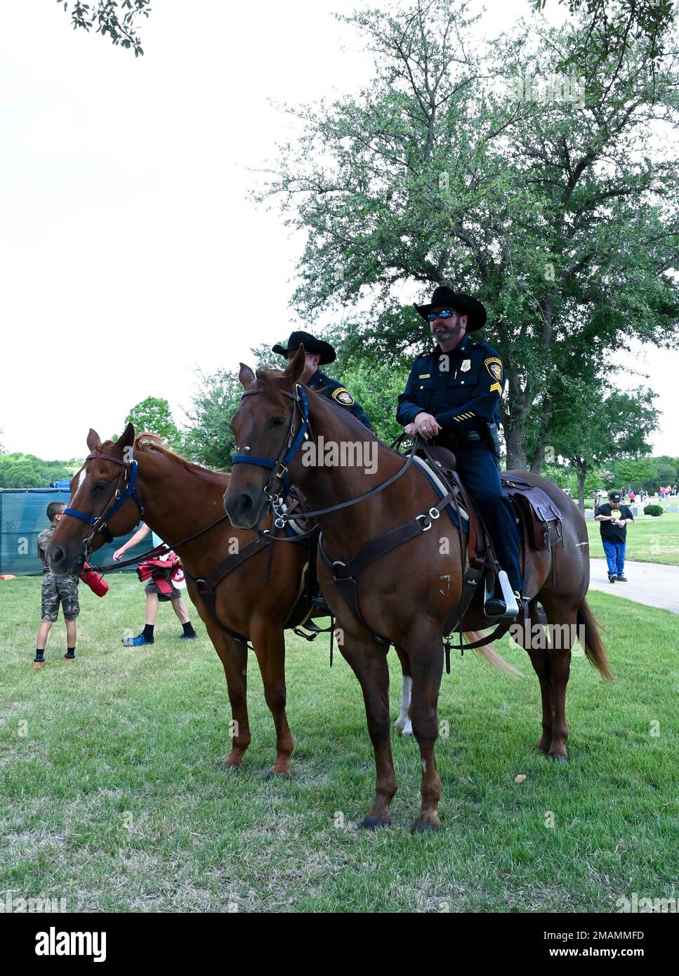 Two mounted police officers with the Fort Worth Police Department ...