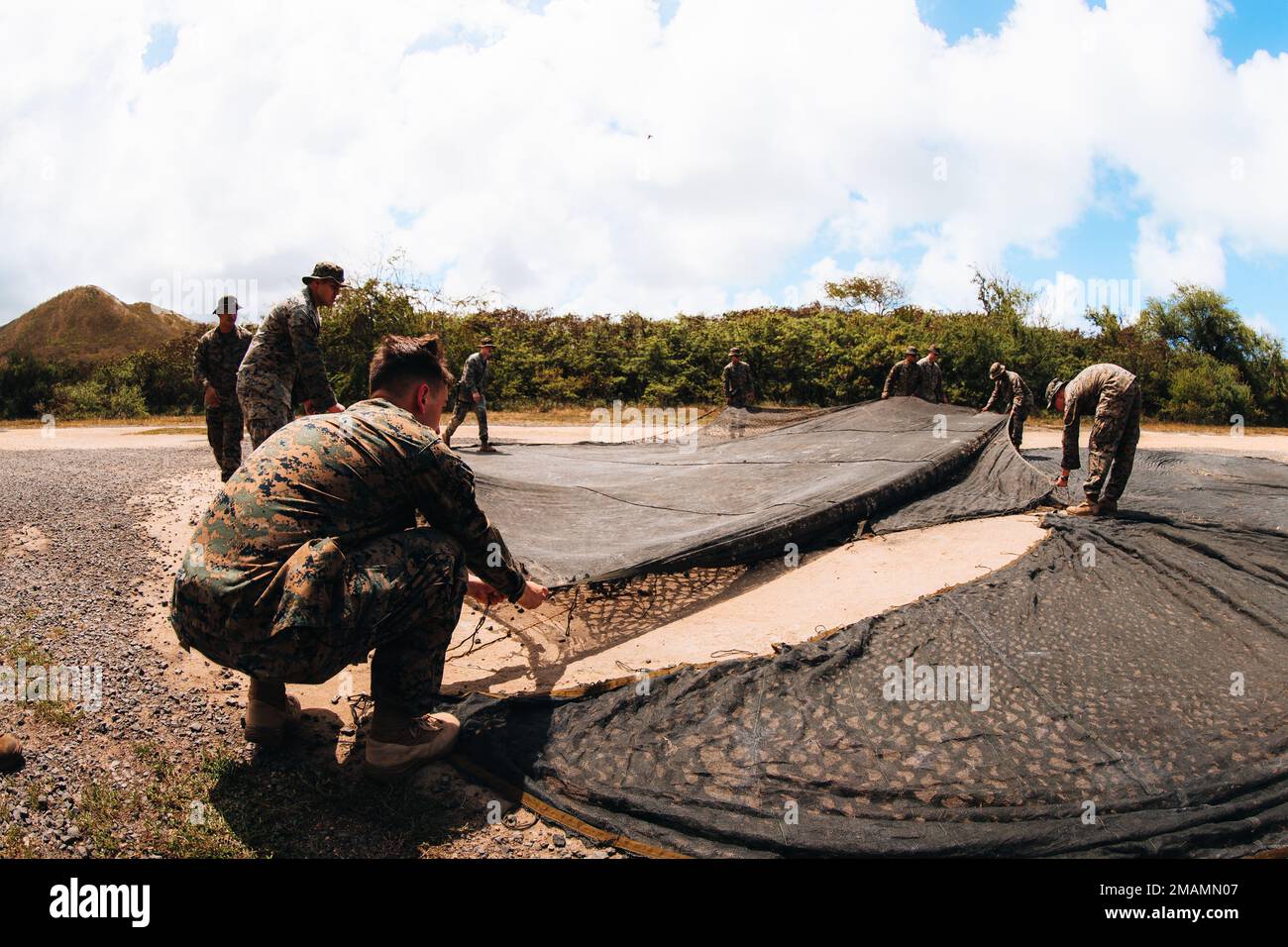 U.S. Marines with Headquarters Company, 3d Marine Littoral Regiment, 3d ...