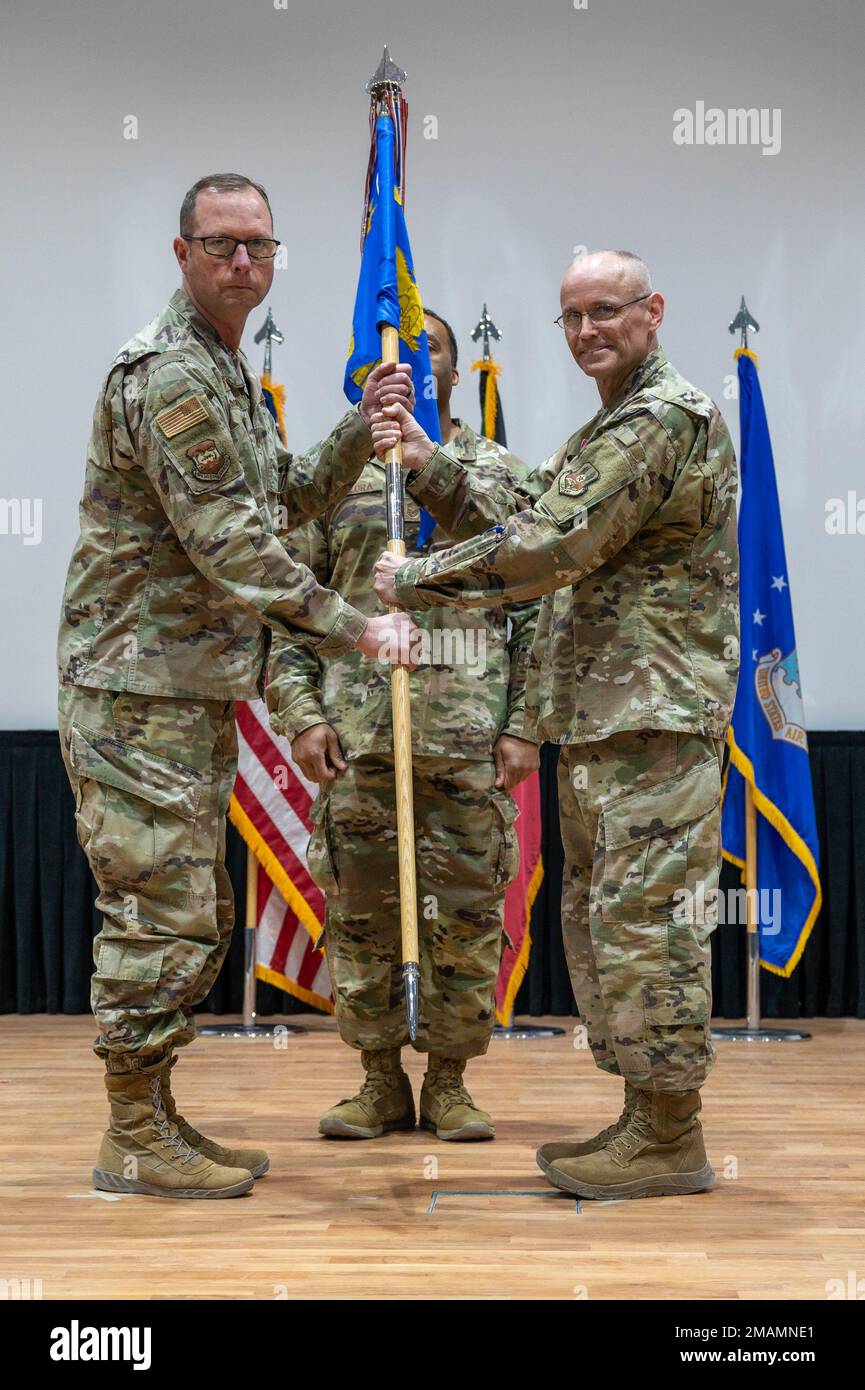U.S. Air Force Col. Clinton Wilson, left, commander of the 386th Air ...