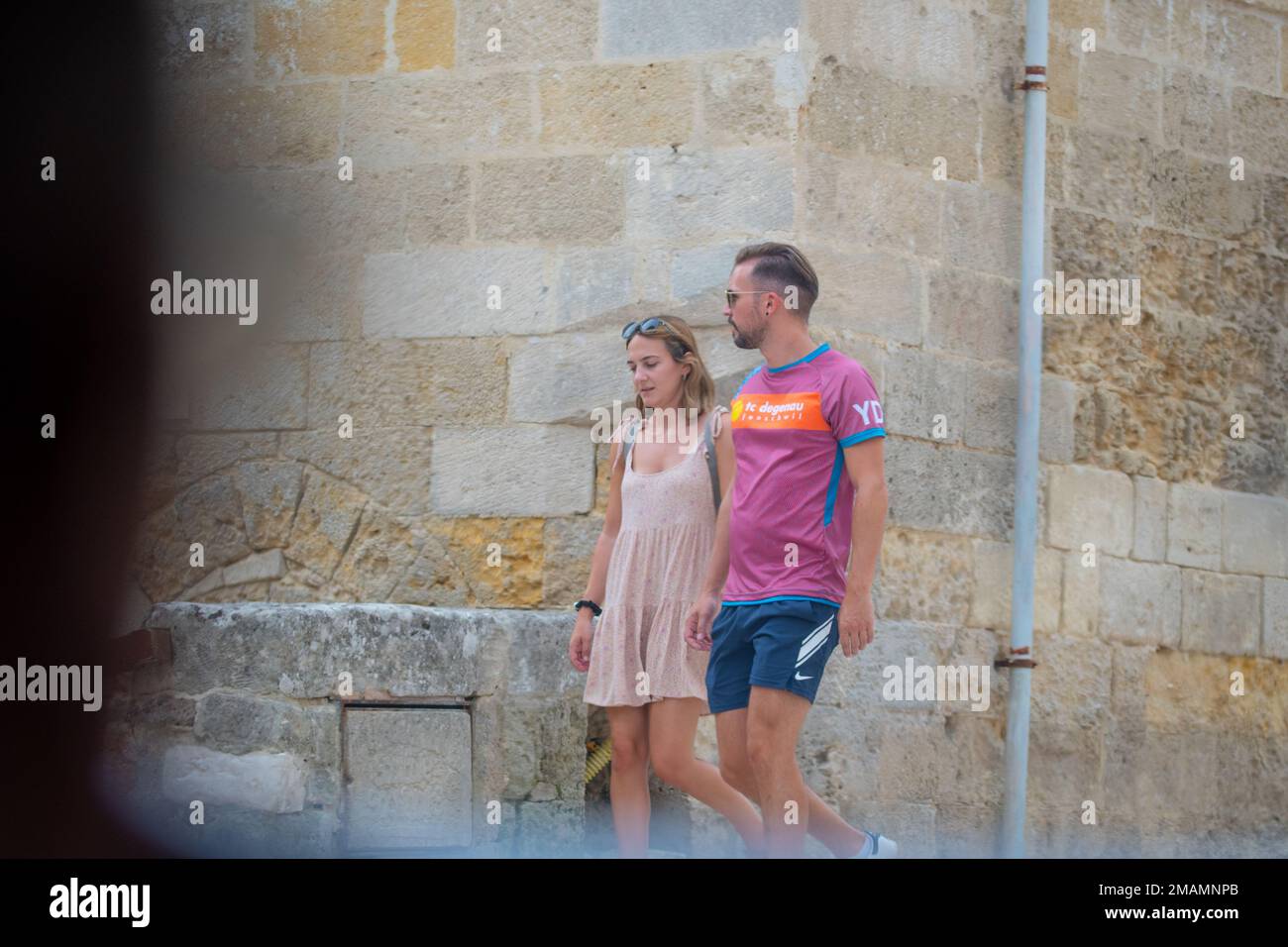 People enjoying daily life and sights in the Italian town of Matera ...