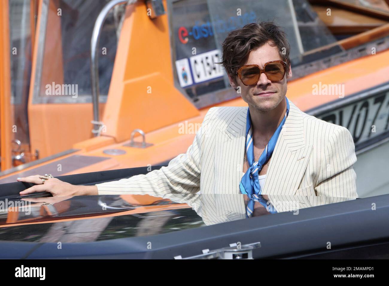 Harry Styles arrives for the photo call of the film 'Don't Worry ...