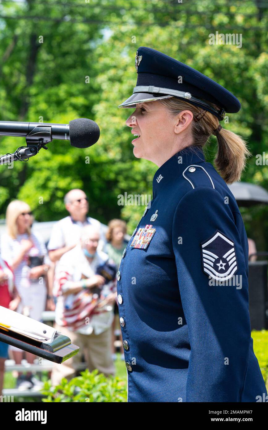 Senior Master Sgt. Christin Foley, Air Force Band of Flight, sings the ...