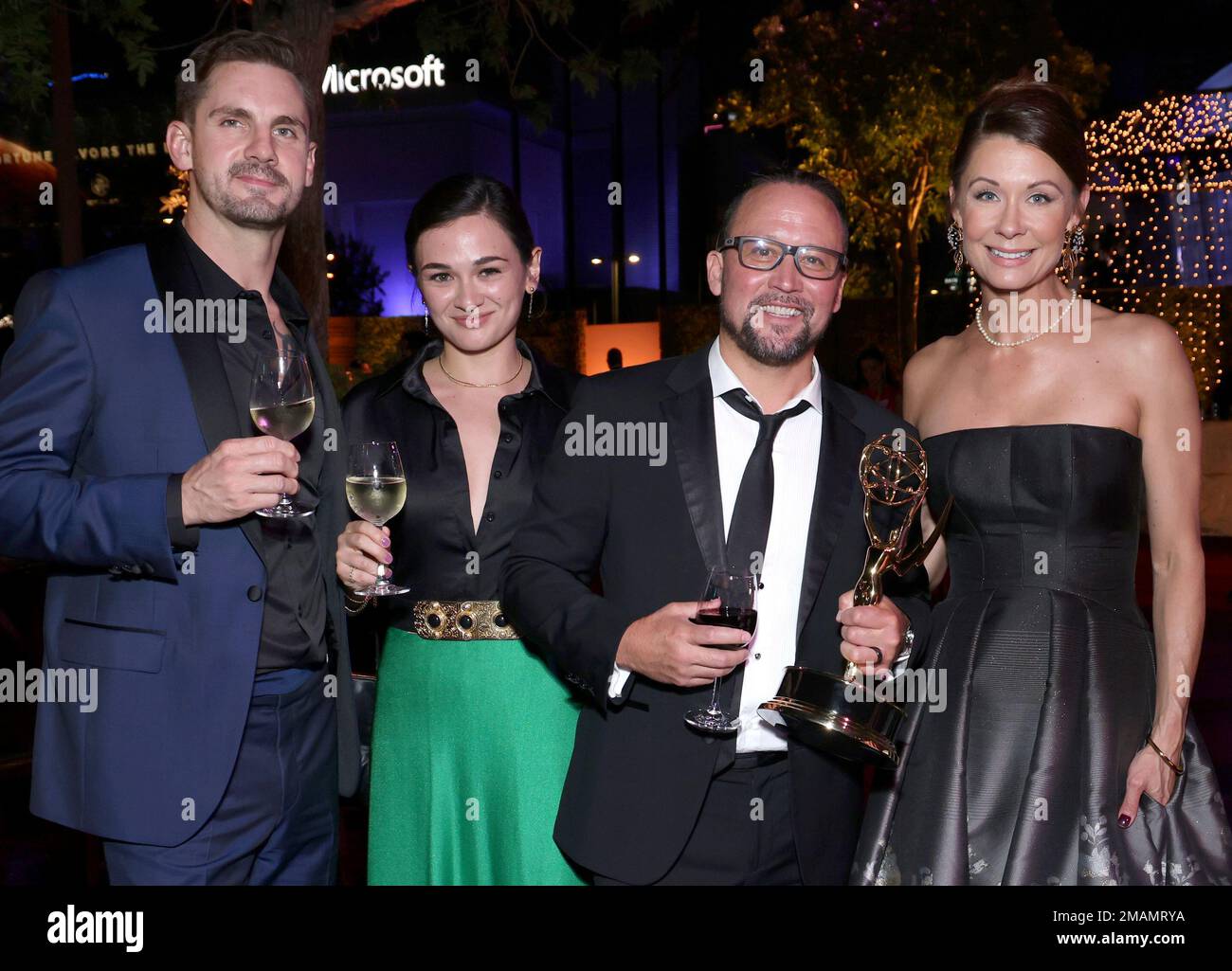 EXCLUSIVE - Matthew Scheib, from left, Gabriella Marvin, Hiro Koda, winner of the Emmy for ...