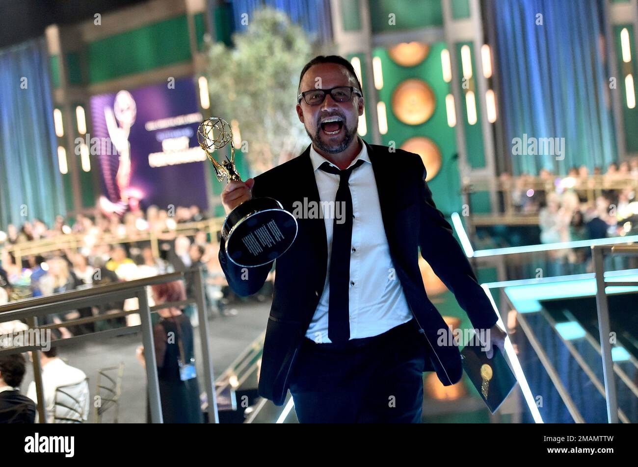 EXCLUSIVE - Hiro Koda walking backstage after winning the Emmy for outstanding stunt ...