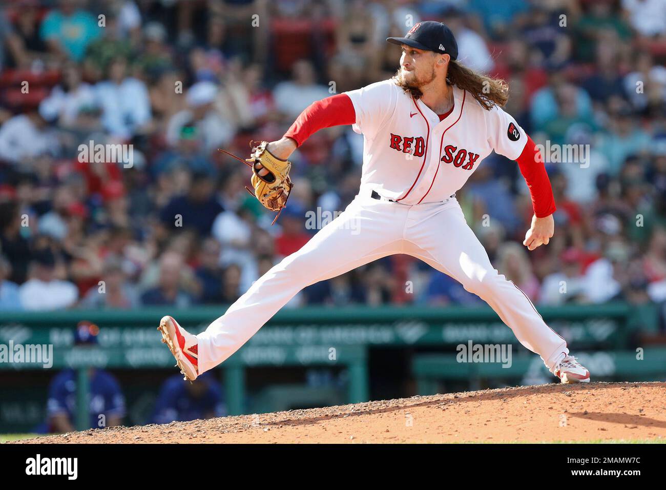 Boston Red Sox pitcher Matt Strahm against the Texas Rangers during a ...