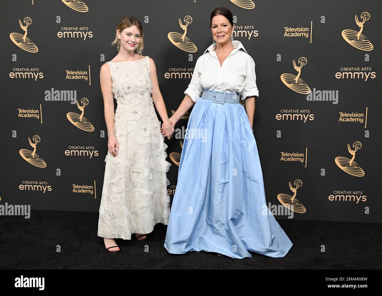 Julitta Dee Harden Scheel, left, and Marcia Gay Harden pose in the ...