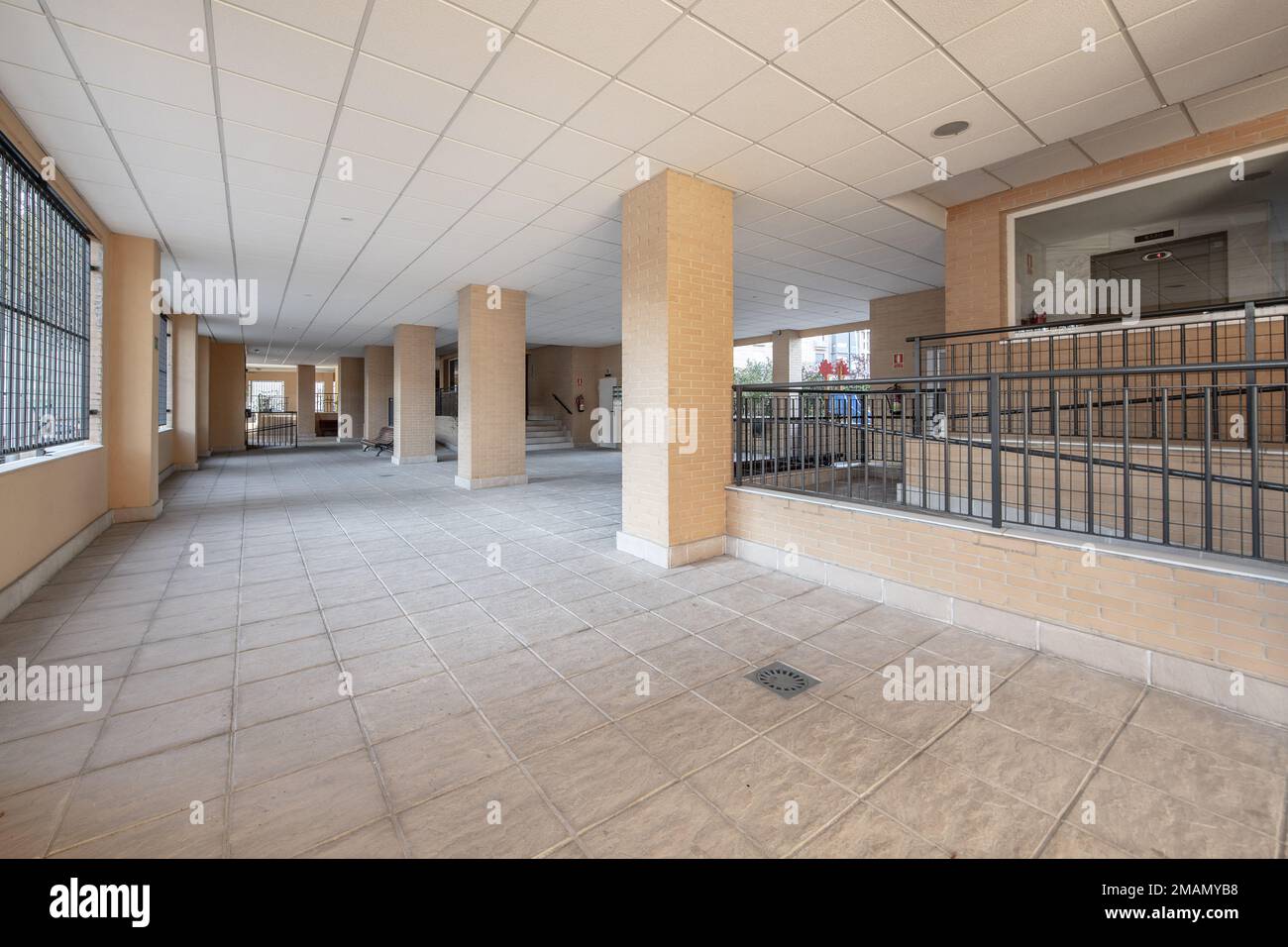 Common areas of a building with ramps for people with disabilities and ...