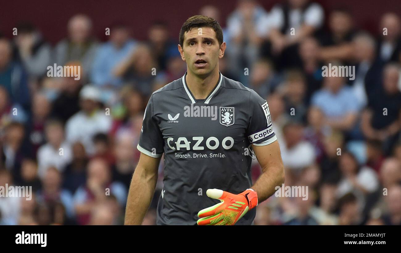 Aston Villa's goalkeeper Emiliano Martinez during the English Premier ...