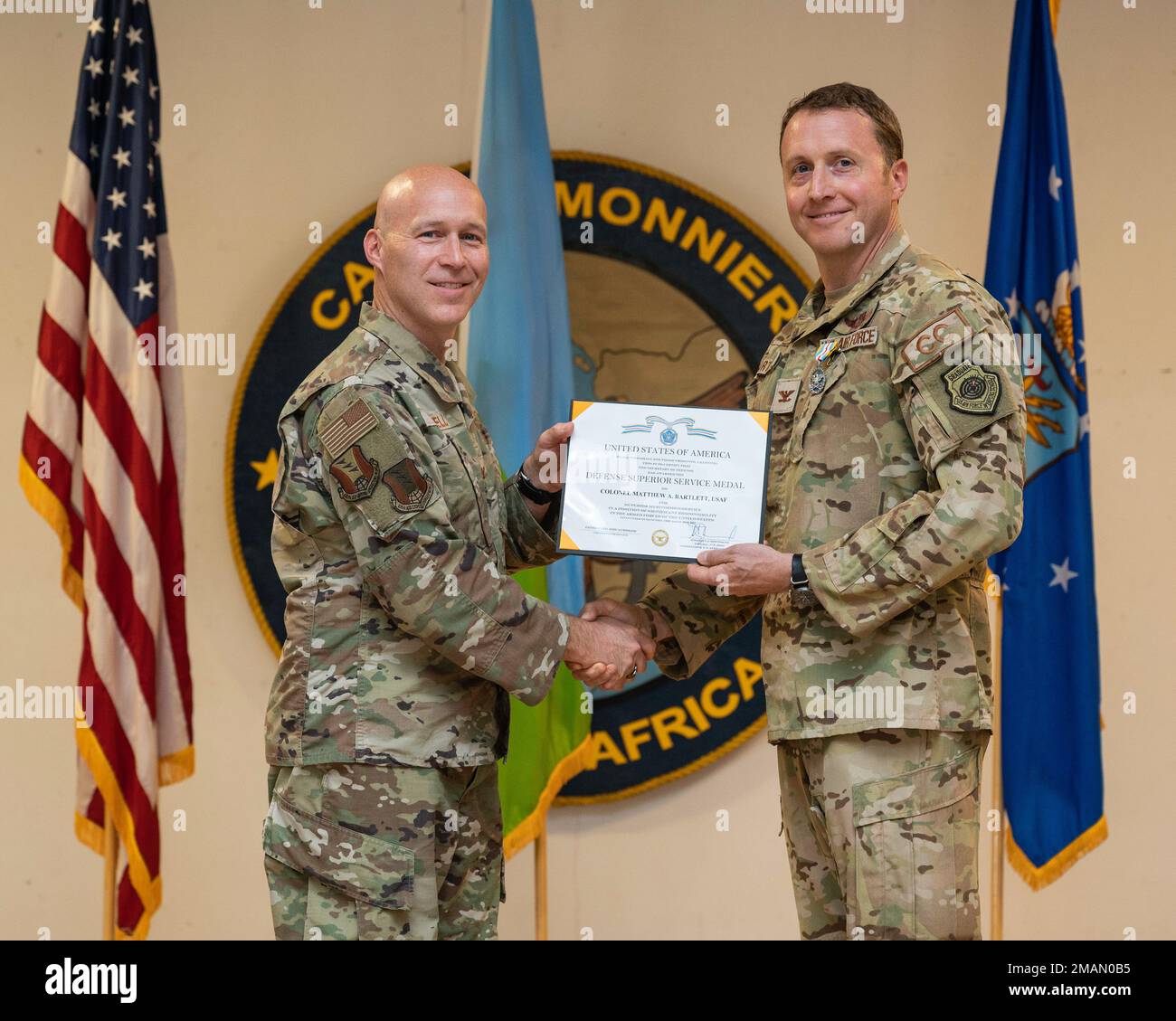 U.S. Air Force Col. Calvin Powell, left, vice commander of the 435th ...