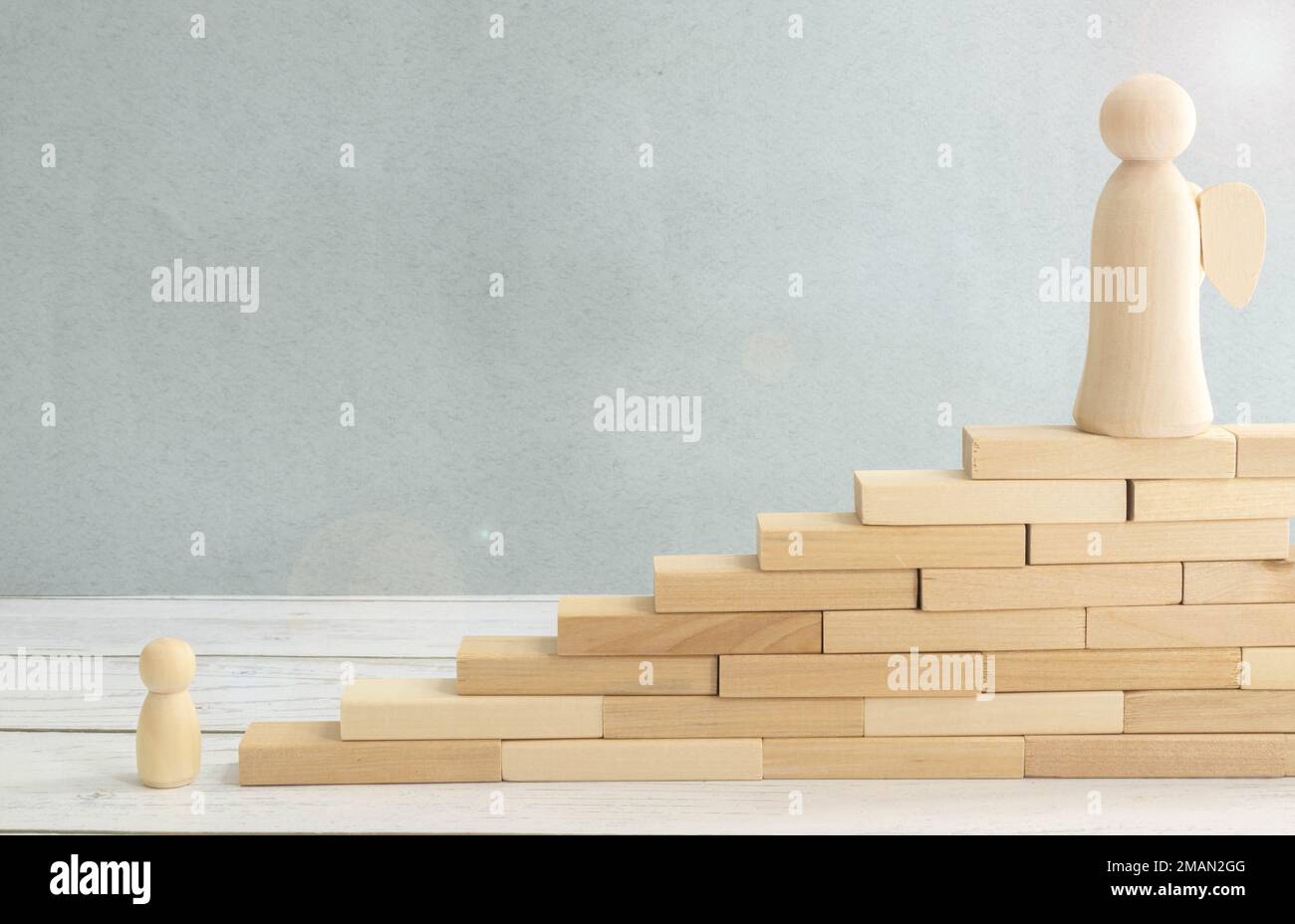 Ambitious business man climbing stairs to meet incoming challenge and ...