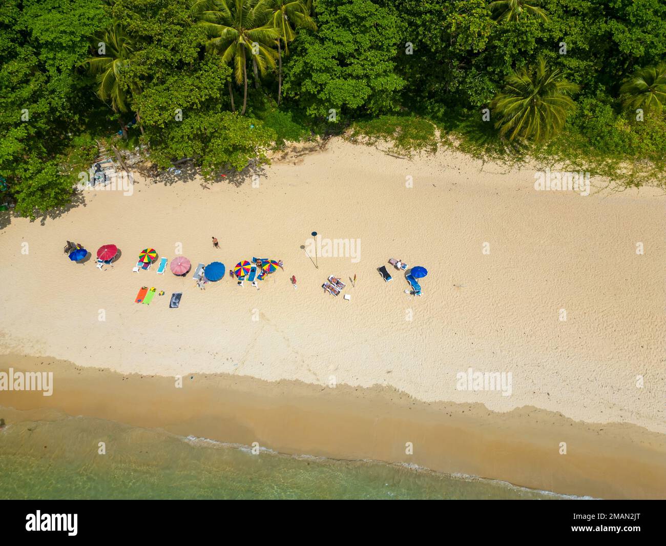 Drone aerial view of Haad Laem Sing Beach in Phuket, Thailand Stock ...