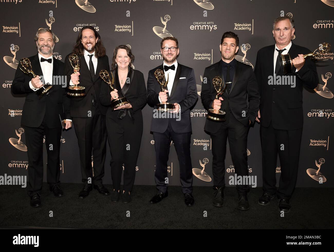 Judd Apatow, from left, Michael Bonfiglio, Kelly Carlin, Teddy Leifer ...