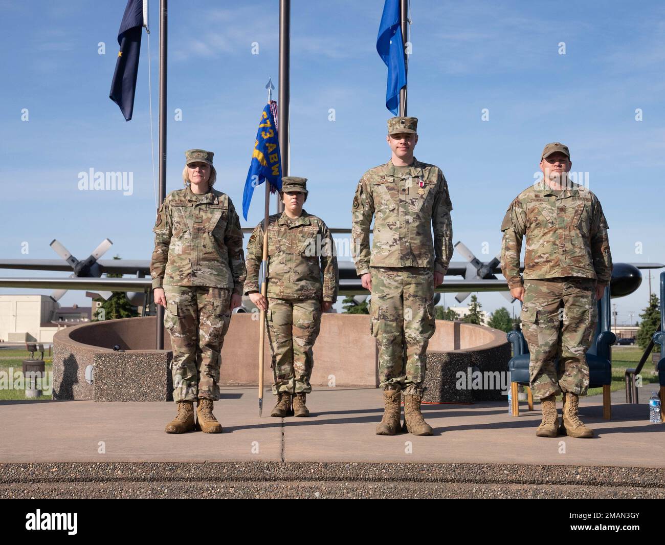 U.S. Air Force personnel assigned to the 673d Air Base Wing participate ...