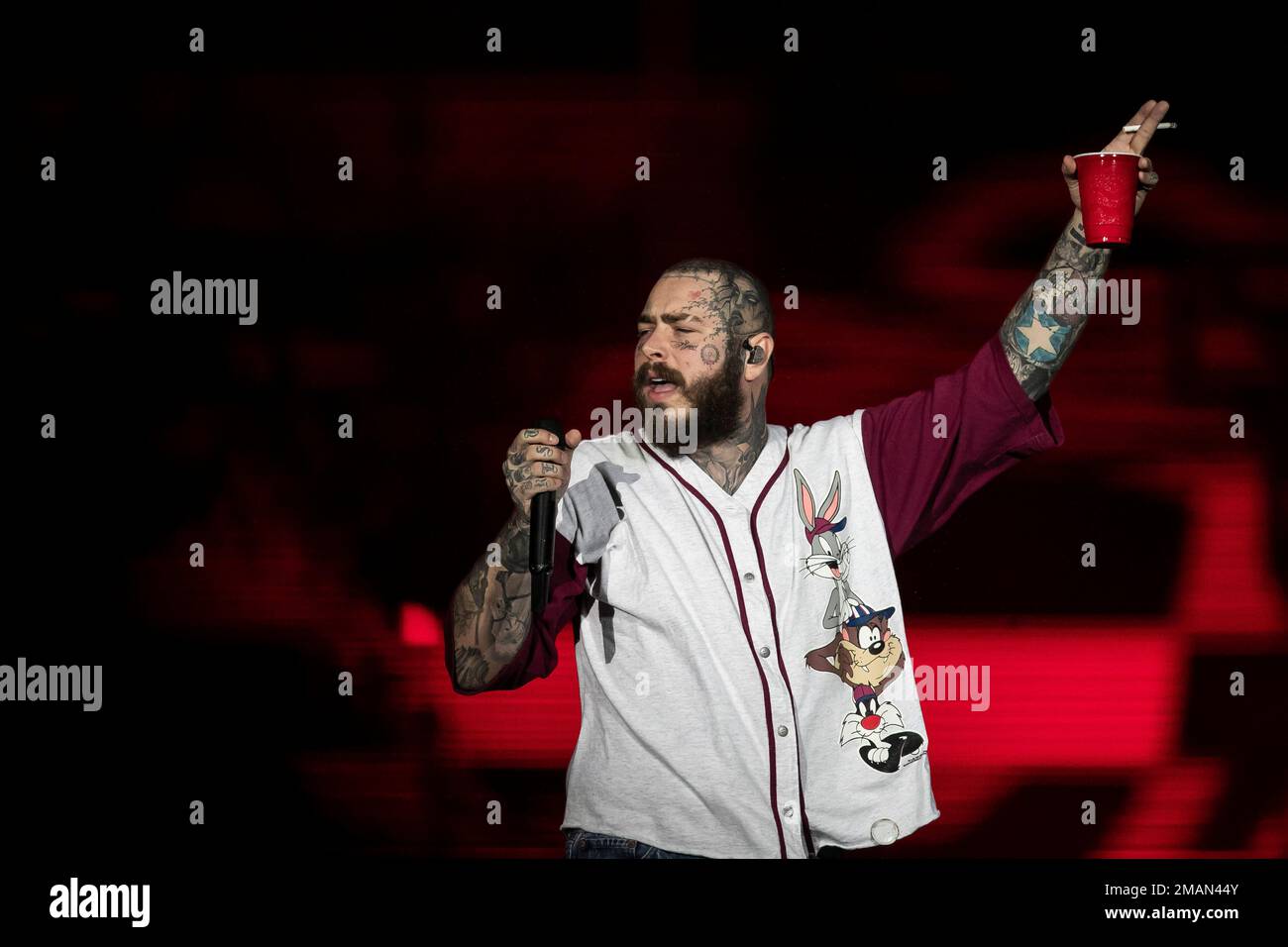 American rapper Post Malone performs during the Rock in Rio music ...
