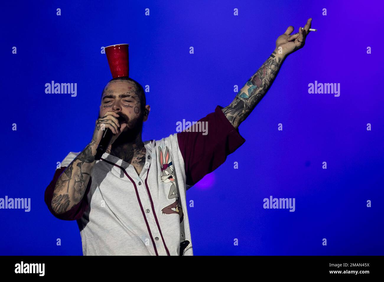 American rapper Post Malone performs during the Rock in Rio music ...