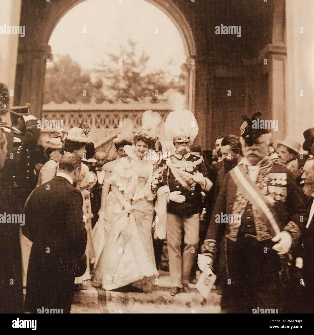 King Umberto I of Italy and queen Margherita at the inauguration ...