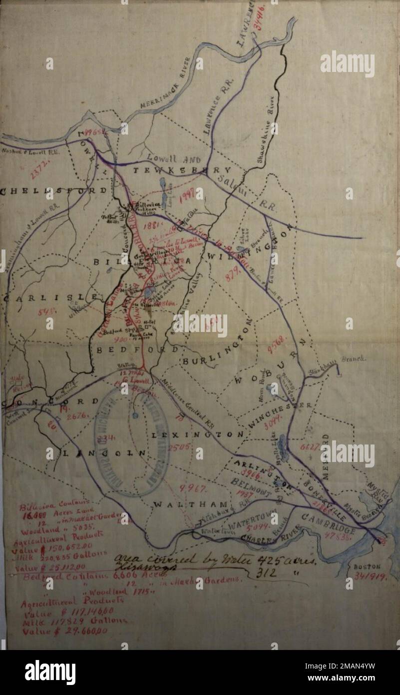 Map of the Billerica and Bedford Railroad Stock Photo - Alamy