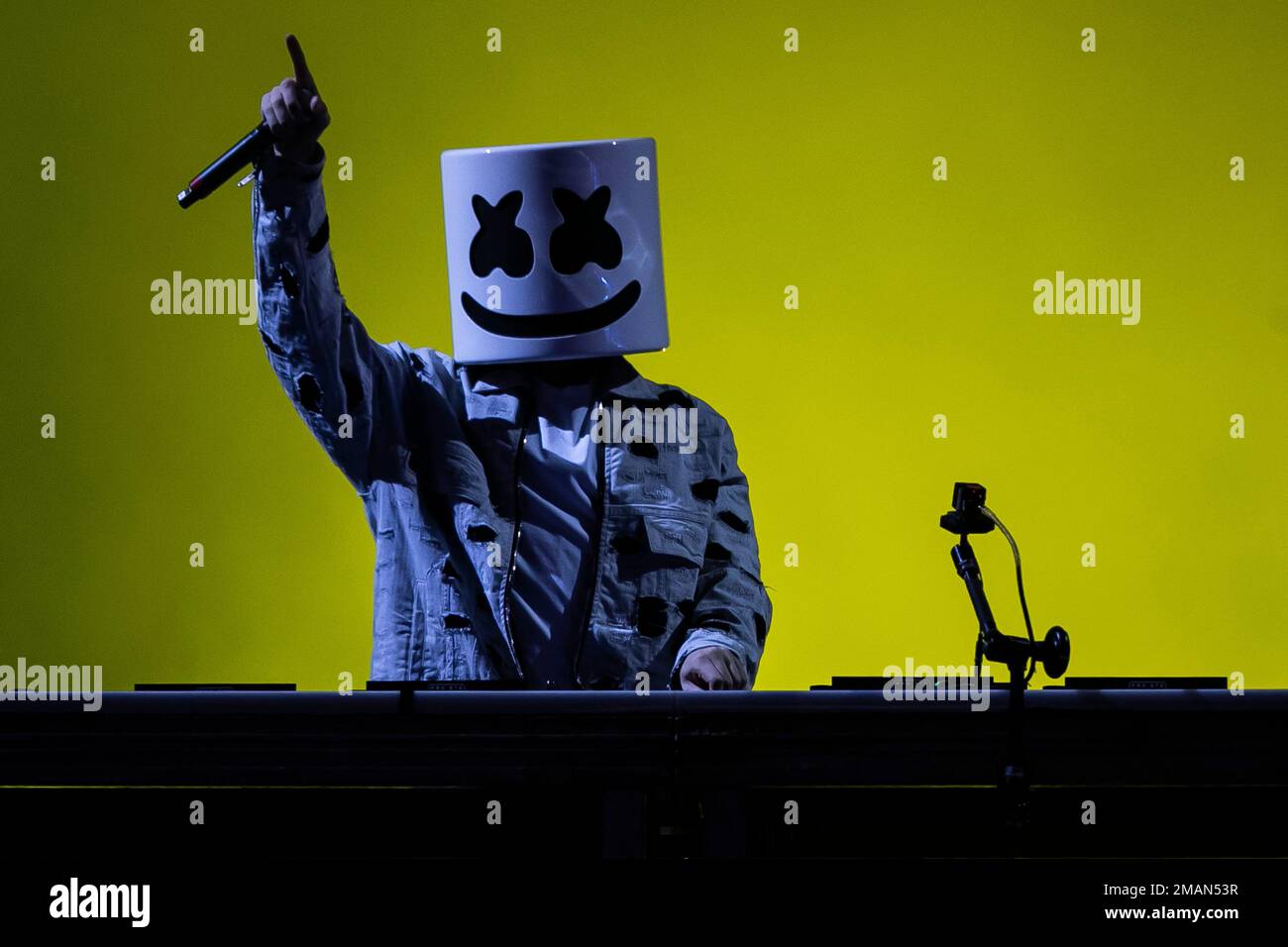 American DJ Marshmello performs during the Rock in Rio music festival ...