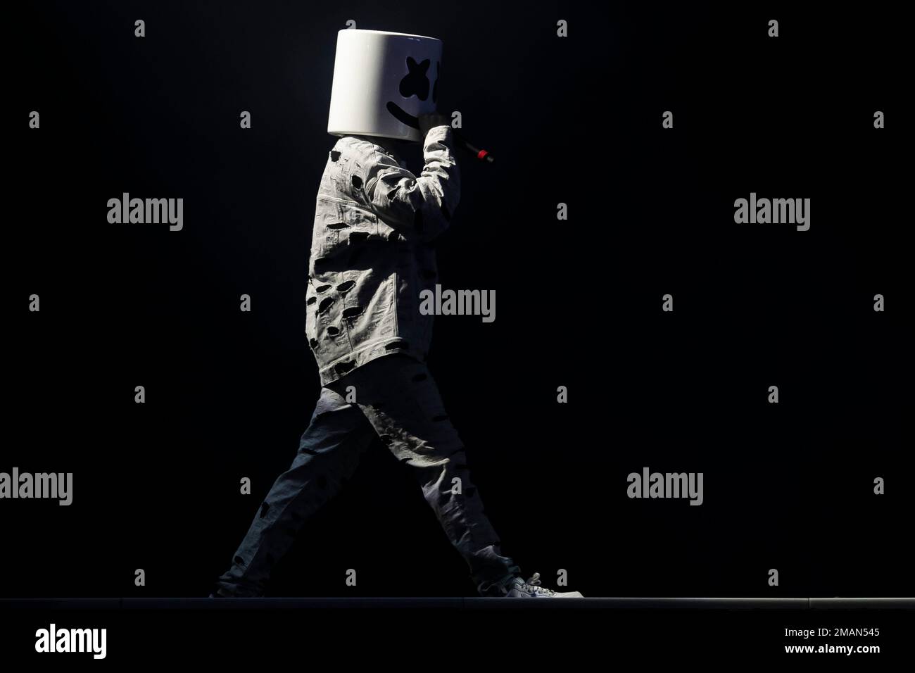 American DJ Marshmello performs during the Rock in Rio music festival ...