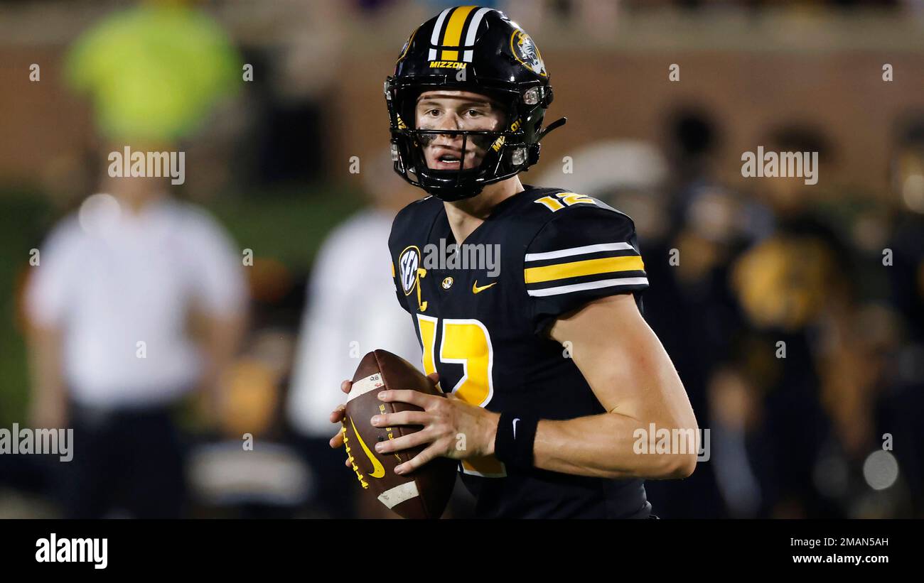 Missouri quarterback Brady Cook during an NCAA football game on ...
