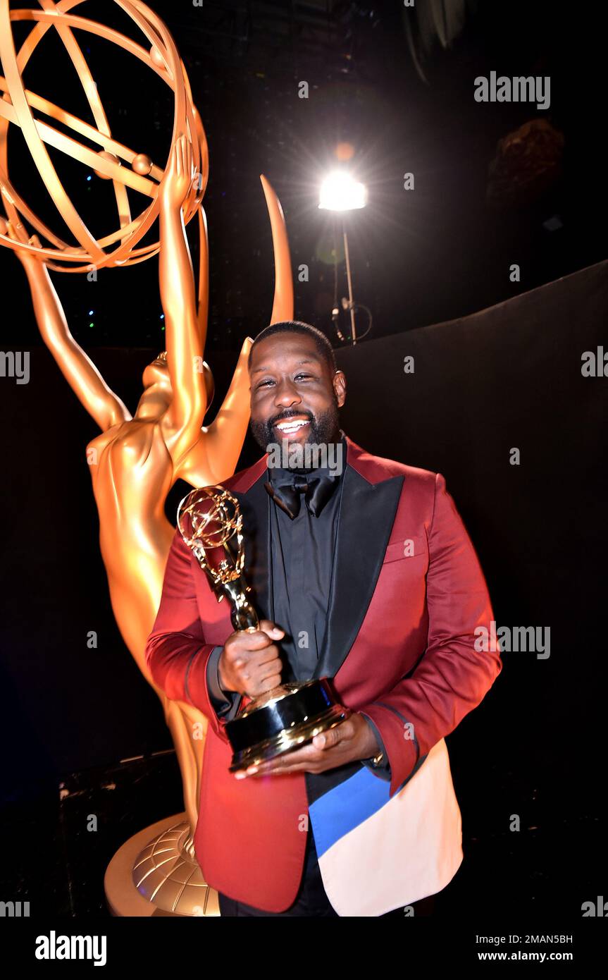 EXCLUSIVE - Adam Blackstone poses with the Emmy for outstanding music ...