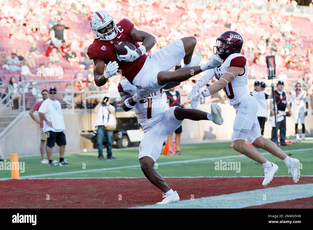 Stanford wide receiver Michael Wilson (4) makes a catch to score a ...