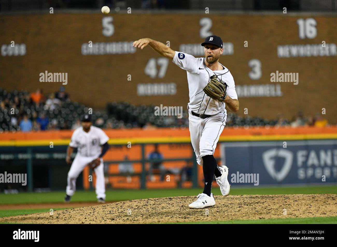 Detroit Tigers relief pitcher Kody Clemens throws against the Kansas ...