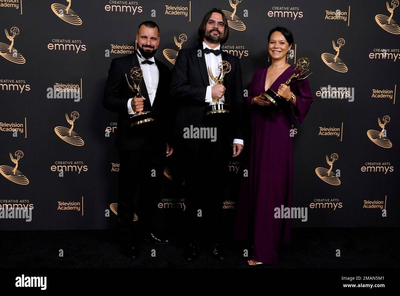 Bruno Couchinho, from left, Julien Georgel, and Anne-Laure To pose in ...
