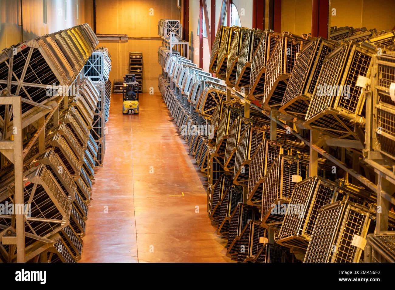 Production of cremant sparkling wine in Burgundy, France. Automatically ...