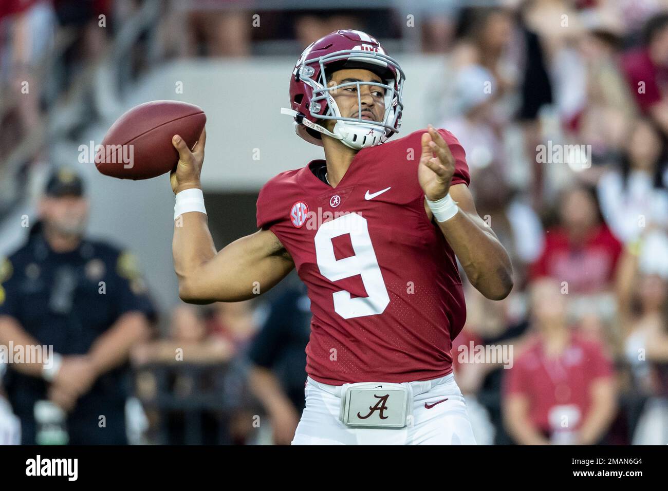 Alabama quarterback Bryce Young throws a pass during the first half of ...