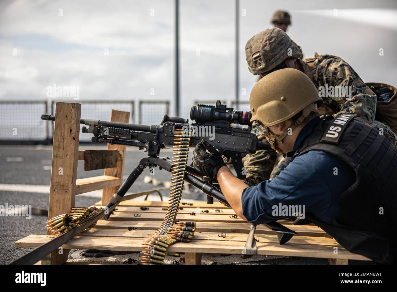 A U.S. Navy Sailor with 31st Marine Expeditionary Unit, prepares to ...