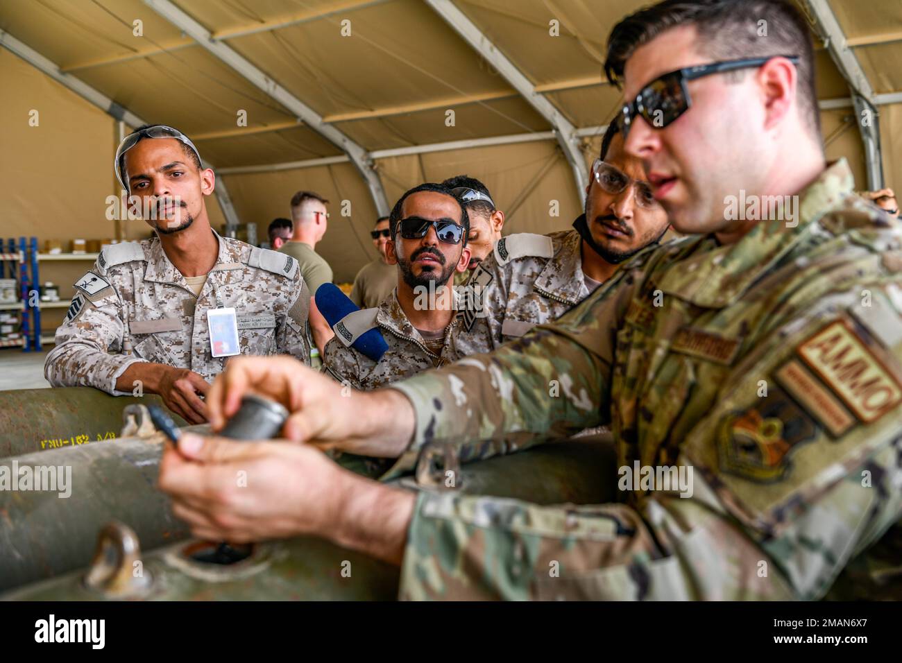 U.S. Air Force Staff Sgt. Alex Sawyer, a munitions flight specialist ...