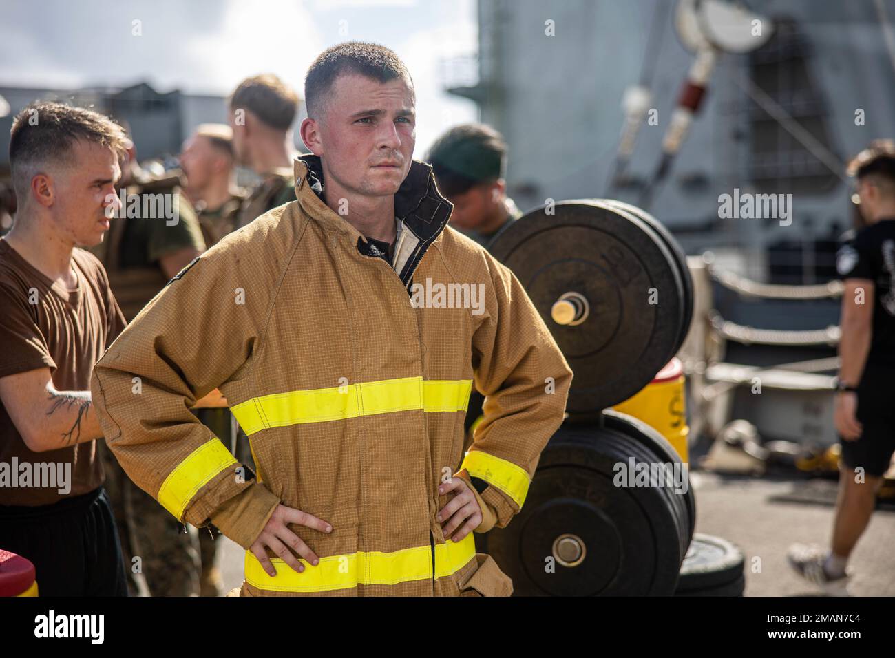 U.S. Navy damage controlman fireman Jake Weyant assigned to amphibious ...