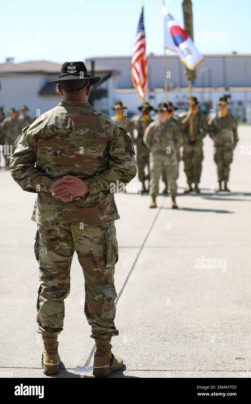 Lt. Col. Eric Megerdoomian posts in front of the Color Guard during the ...