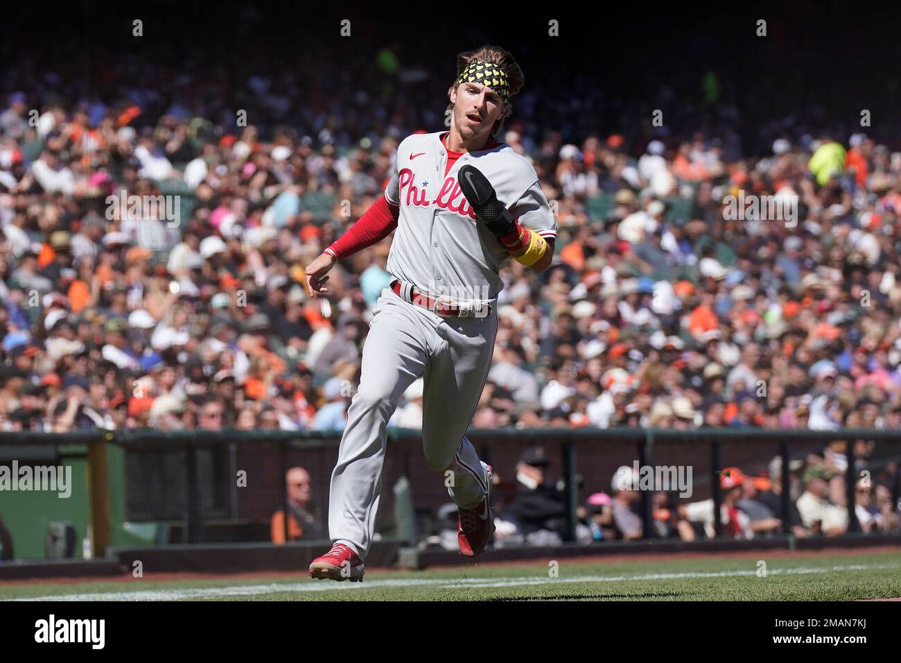 Philadelphia Phillies' Bryson Stott scores against the San Francisco ...