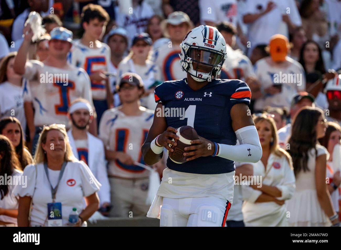 Auburn quarterback T.J. Finley warms up before an NCAA college football ...