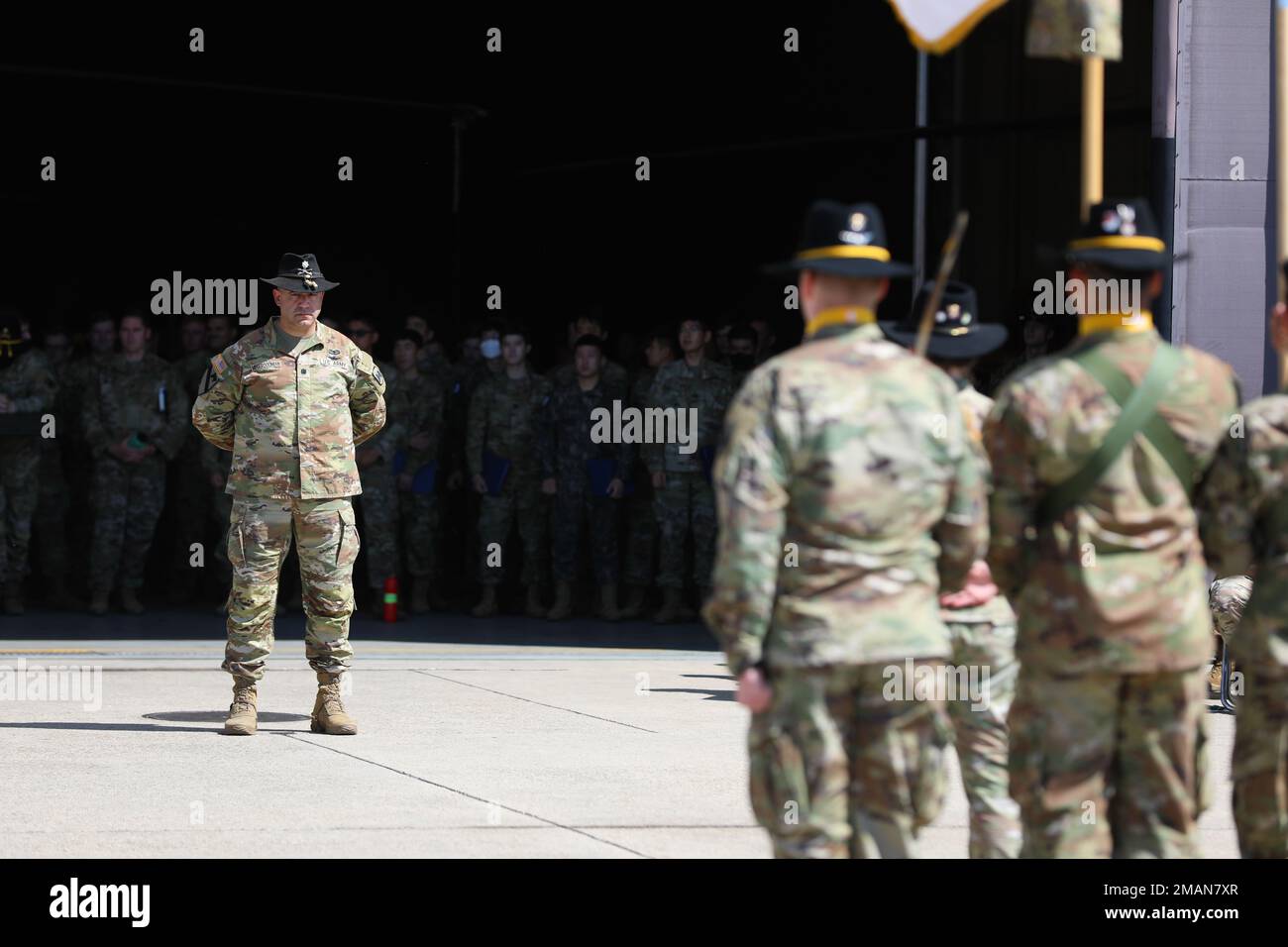 Lt. Col. Eric Megerdoomian posts in front of the Color Guard during the ...