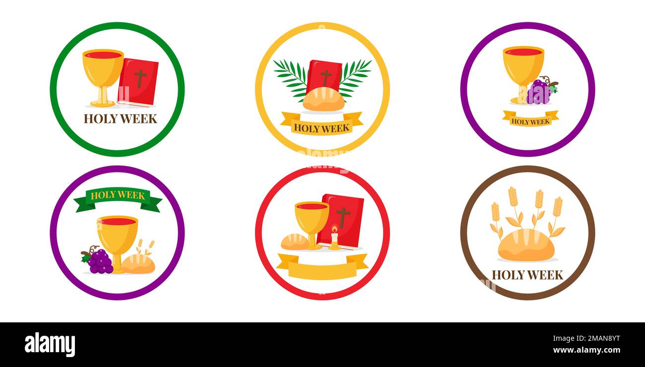 Set of Holy week round icons vector illustration graphic design ...