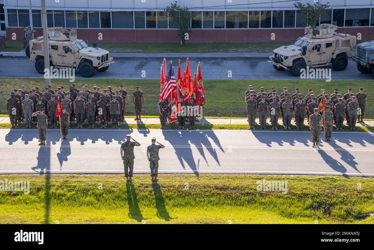U.S. Marine Corps Sgt. Maj. Christopher Denham and Col. Michael McCarthy, Marine Air Control ...