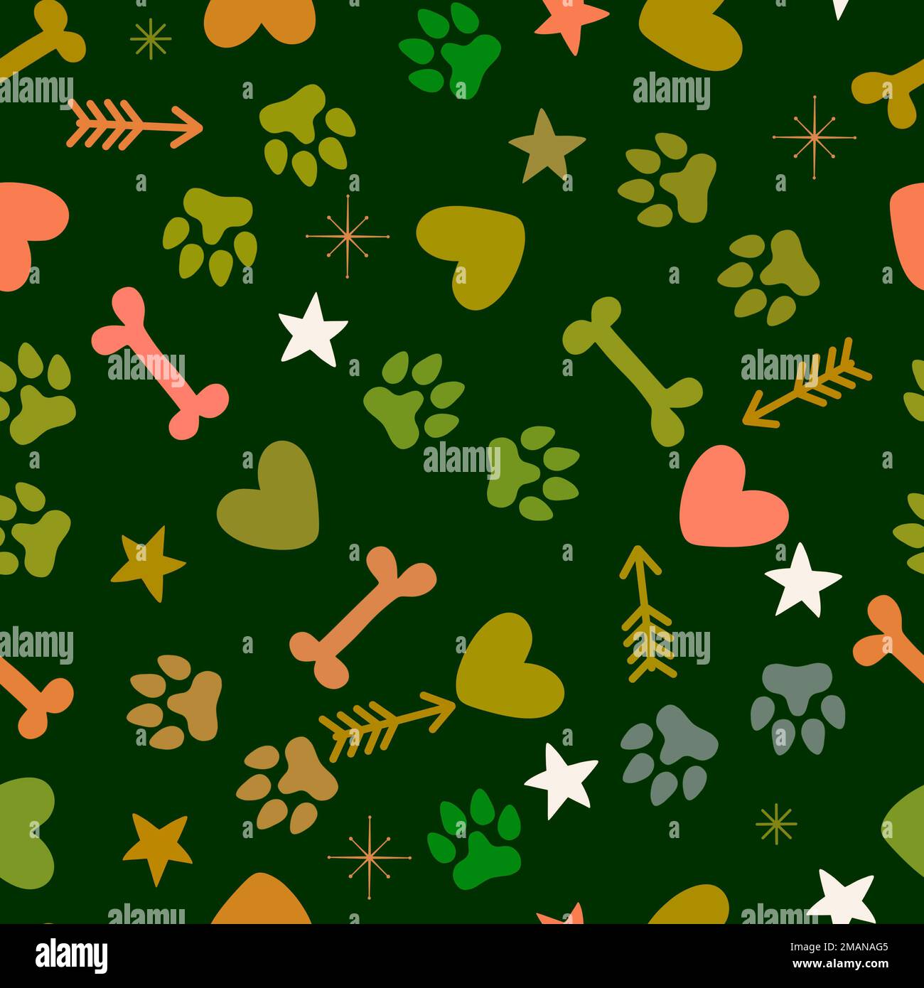 Animals cartoon seamless dog and cat footprints pattern for wrapping ...