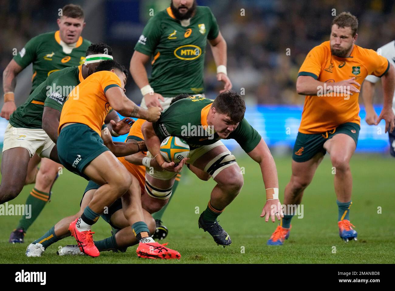 South Africa's Jasper Wiese, center, drives through the Australian ...