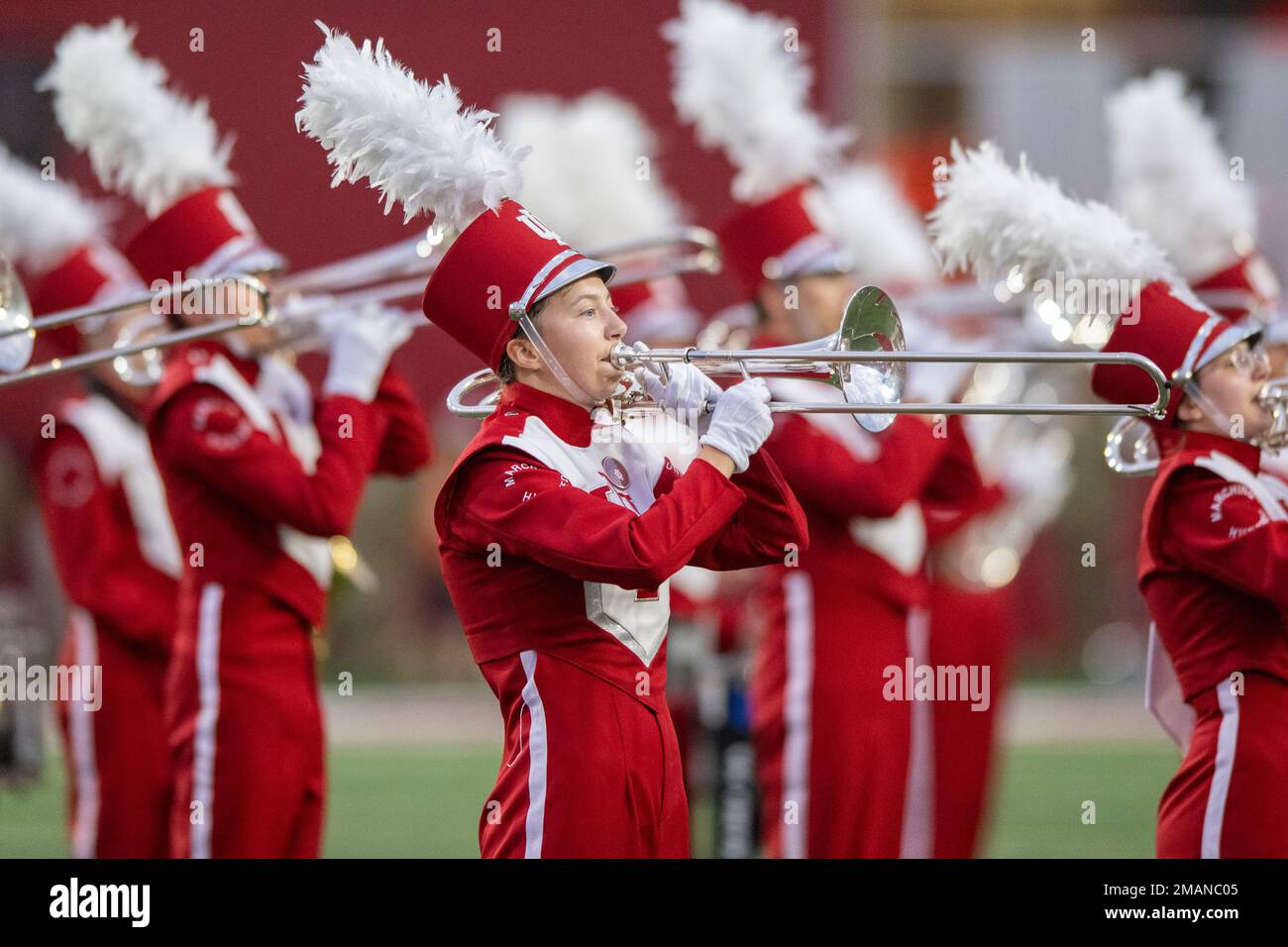 Members of the Indiana University marching band perform before an NCAA ...
