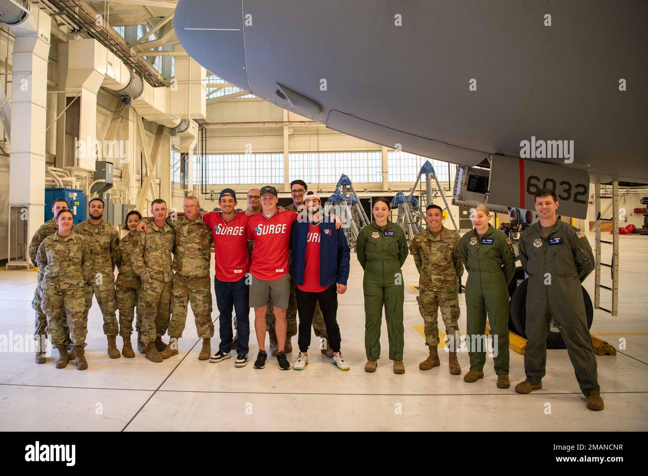 Airmen from the 22nd Air Refueling Wing and players from the Wichita ...