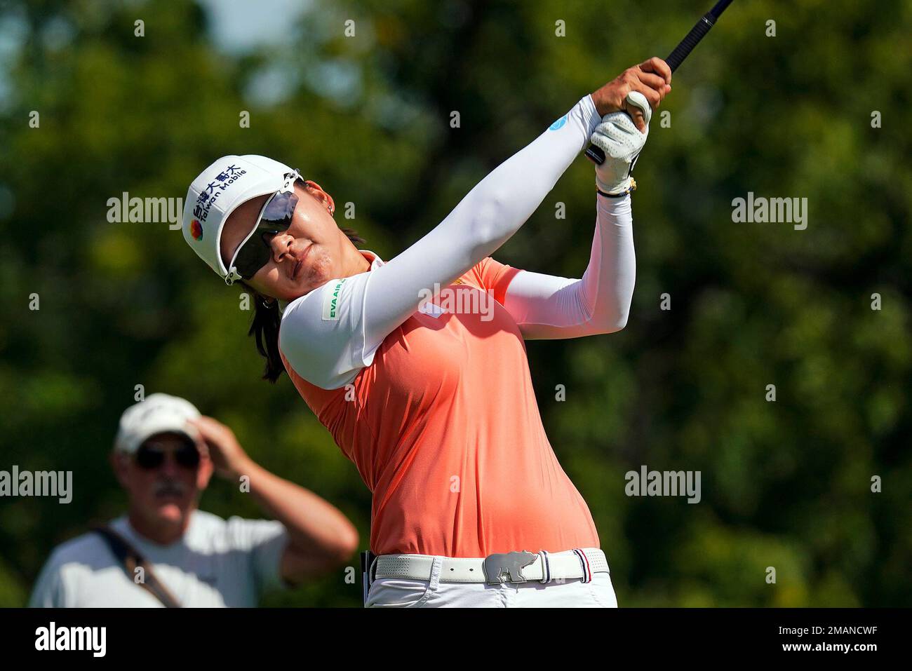 Wei-Ling Hsu of Taiwan hits her tee-shot on the seventh hole during ...