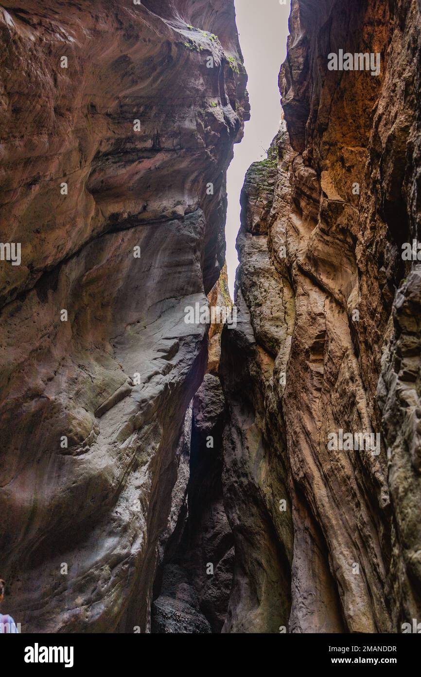 mountain gorge. Karadakh gorge with sunlight in Dagestan. Russia Stock ...