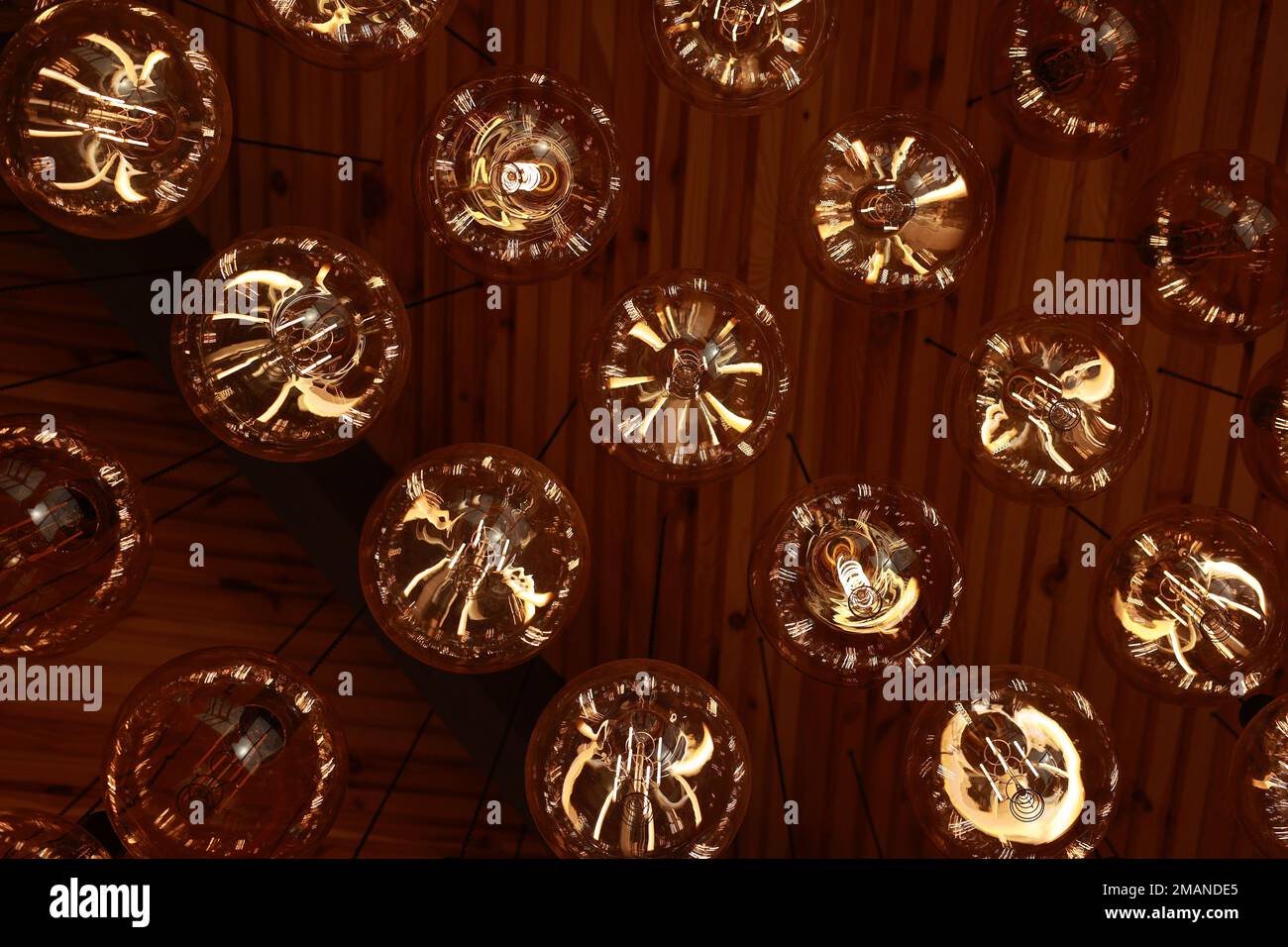 Stylish, modern and decorative lamps of Edison of round shape in the ...