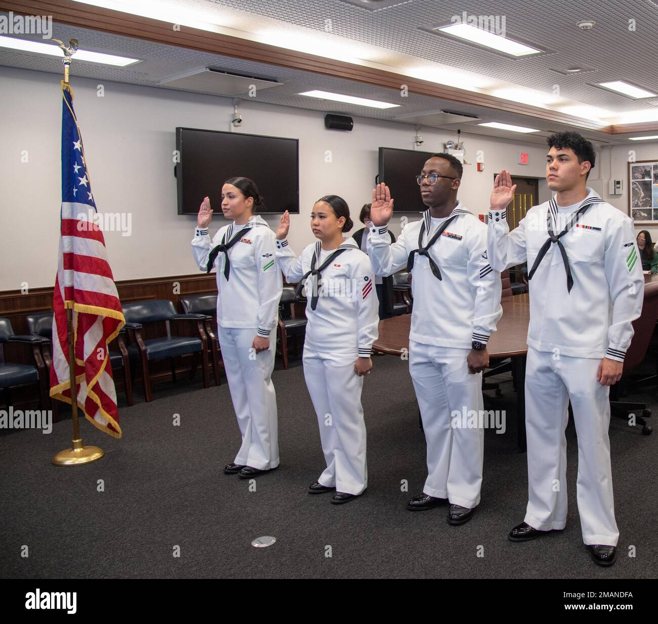 Sailors assigned to the amphibious assault ship USS America (LHA 6 ...