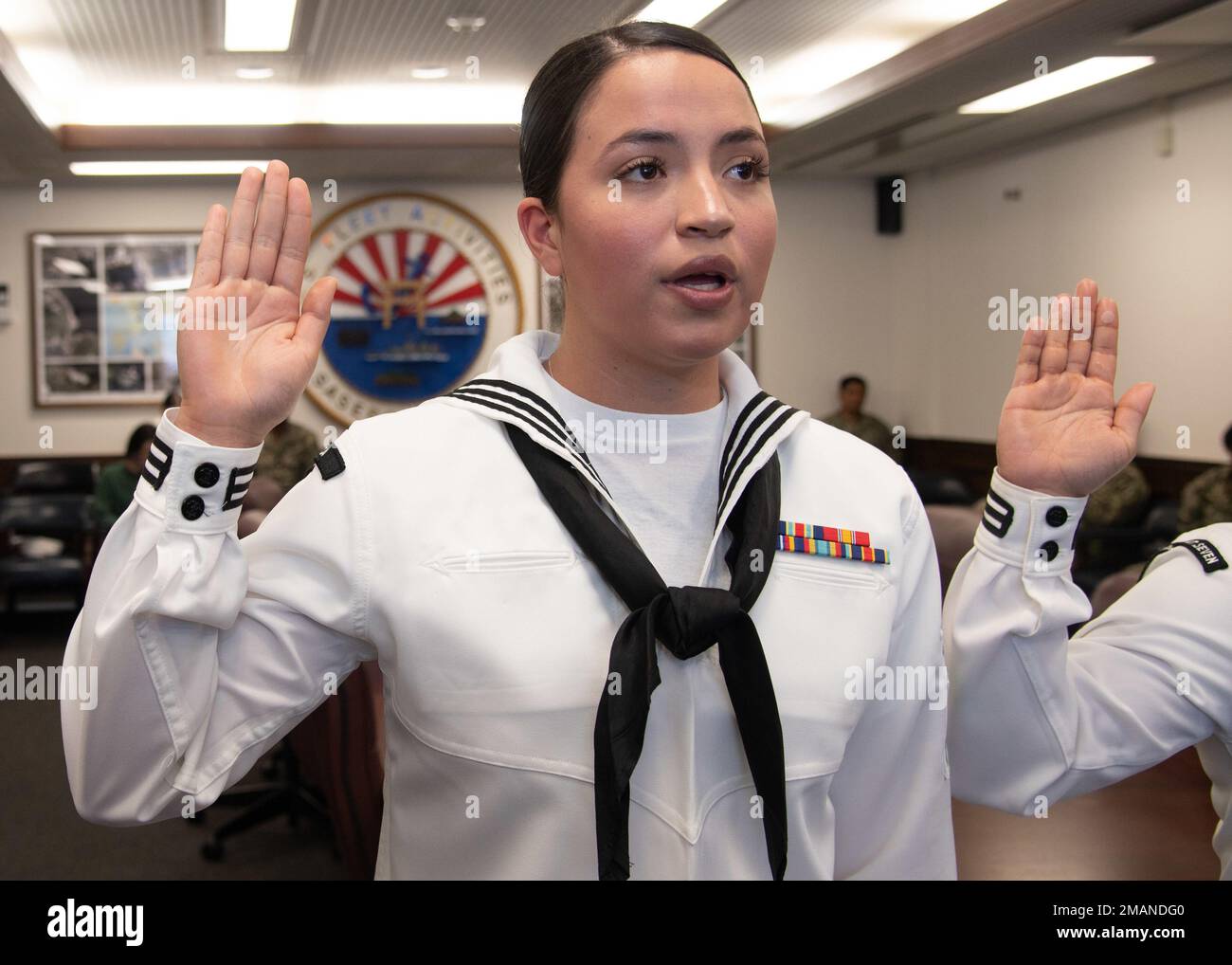 Airman Karla Guerrero, assigned to the amphibious assault ship USS ...