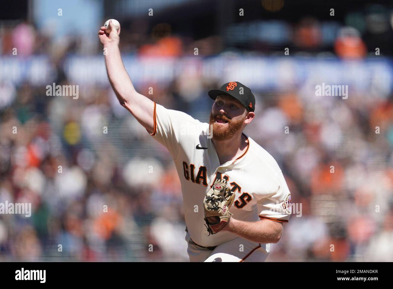 San Francisco Giants pitcher Zack Littell during a baseball game ...