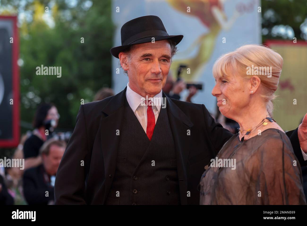 Mark Rylance, left, and Claire van Kampen pose for photographers upon ...